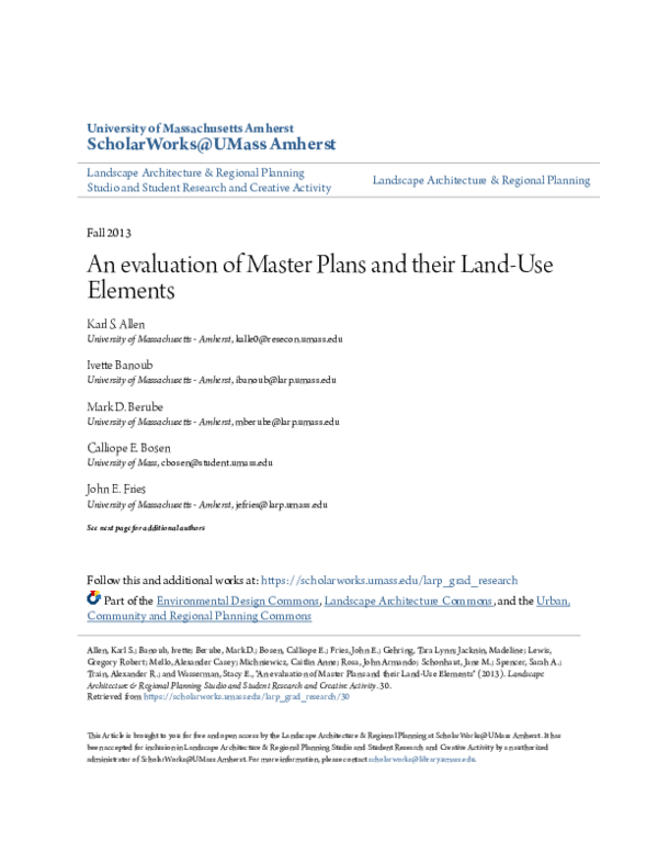 (PDF) An evaluation of Master Plans and their Land-Use Elements | ivette banoub - Academia.edu