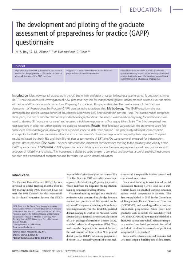 (PDF) The development and piloting of the graduate assessment of ...