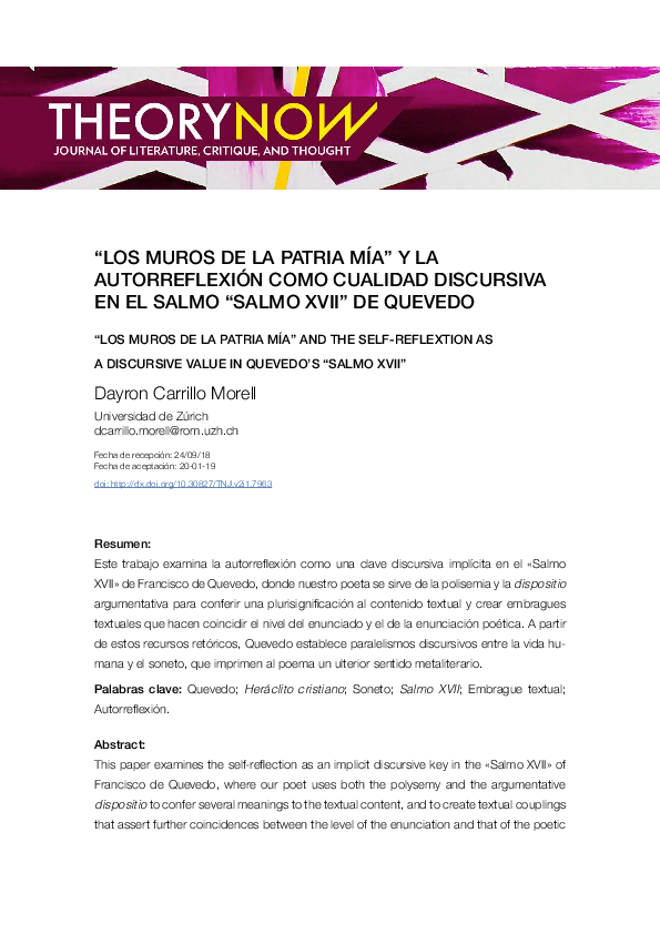 (PDF) Los muros de la patria mía" y la autorreflexión como cualidad ...