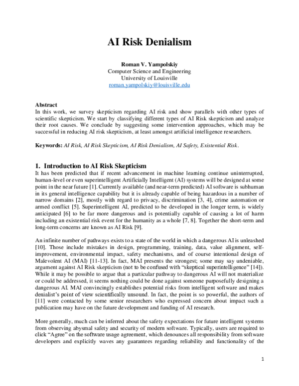 (PDF) AI Risk Denialism