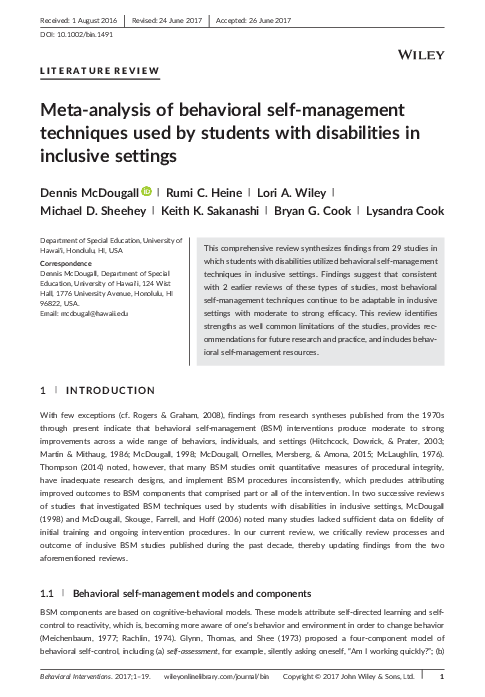 (PDF) Meta-analysis of behavioral self-management techniques used by ...