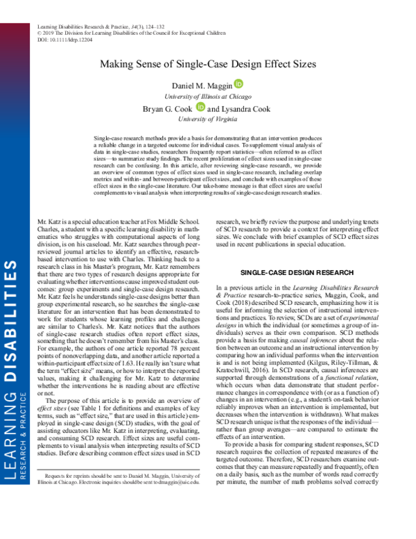 (PDF) Making Sense of Single‐Case Design Effect Sizes