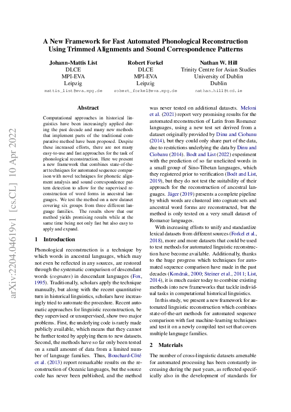 (PDF) A New Framework for Fast Automated Phonological Reconstruction Using Trimmed Alignments ...