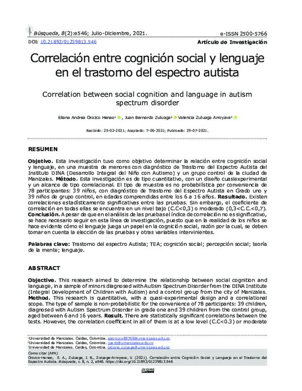 (PDF) Correlación entre cognición social y lenguaje en el trastorno del espectro autista ...