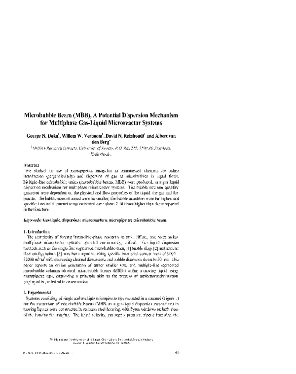 (PDF) Microbubble Beam (MBB), A Potential Dispersion Mechanism for Multiphase Gas−Liquid ...