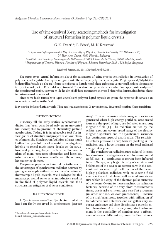 (PDF) Use of time-resolved X-ray scattering methods for investigation of structural formation in ...