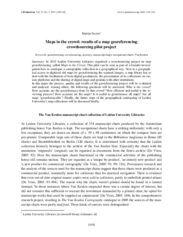 (PDF) Maps in the crowd: results of a map georeferencing crowdsourcing ...