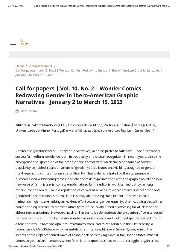 (PDF) RLEC 10 2 Wonder Comics. Redrawing Gender in Ibero-American ...