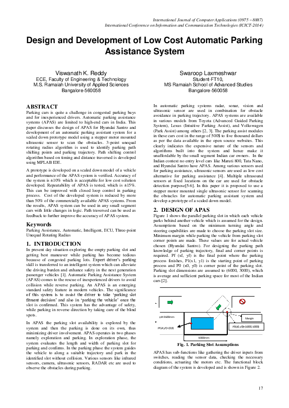 (PDF) Design and Development of Low Cost Automatic Parking Assistance ...