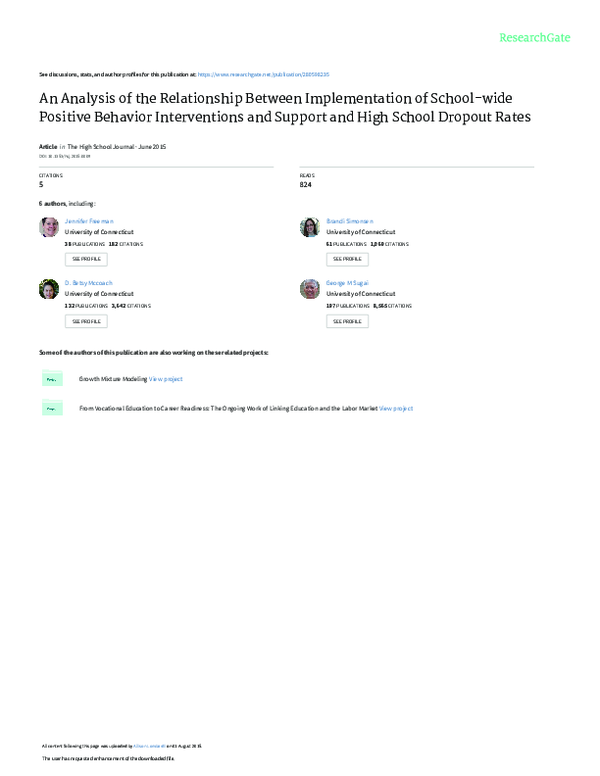 (PDF) An Analysis of the Relationship Between Implementation of School ...