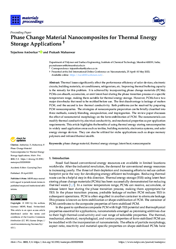 (PDF) Phase Change Material Nanocomposites for Thermal Energy Storage ...