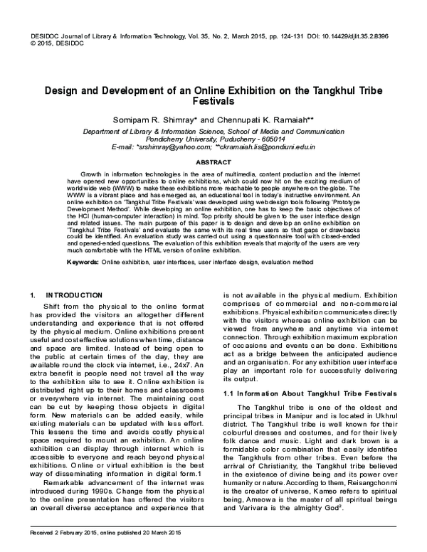 (PDF) Design and Development of an Online Exhibition on the Tangkhul ...