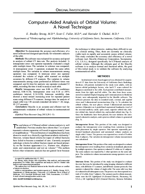 (PDF) Computer-Aided Analysis of Orbital Volume