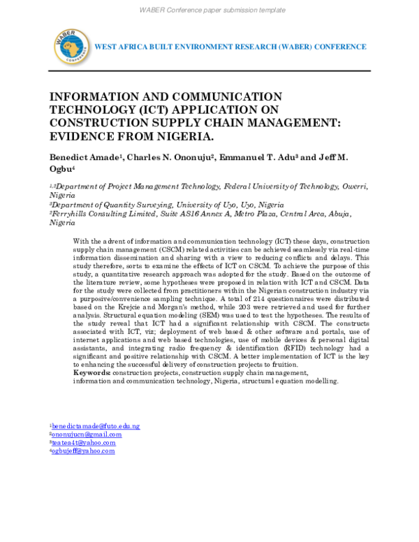 Pdf Information And Communication Technology Ict Application On