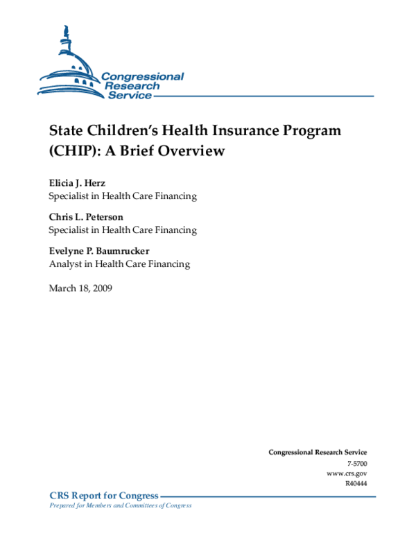 (PDF) State Children's Health Insurance Program (CHIP): A Brief Overview