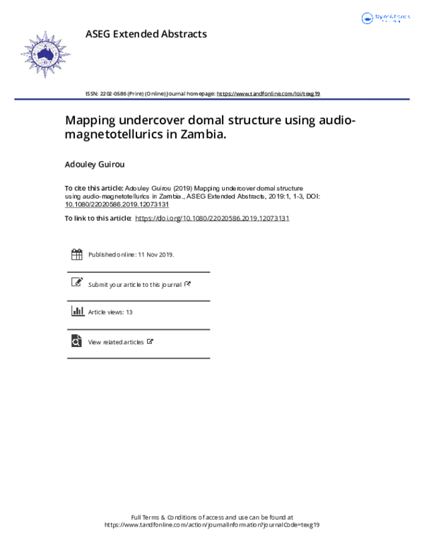 (PDF) Mapping undercover domal structure using audio-magnetotellurics ...