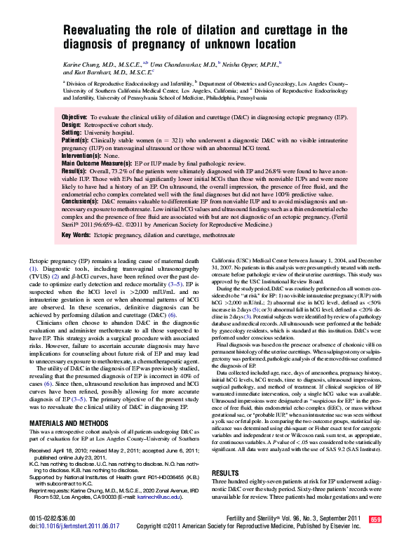 (PDF) Reevaluating the role of dilation and curettage in the diagnosis ...