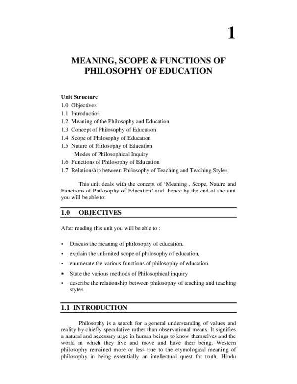(PDF) Meaning, scope & functions of philosophy of education”