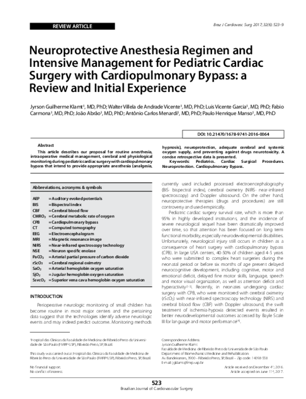 (PDF) Neuroprotective Anesthesia Regimen and Intensive Management for ...
