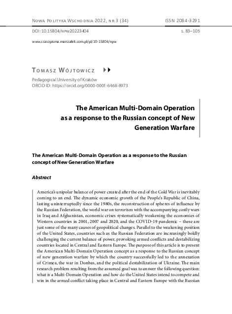 (PDF) The American Multi-Domain Operation as a response to the Russian ...