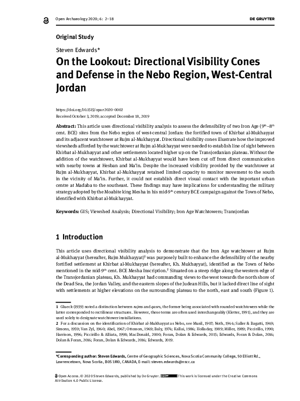 (PDF) On the Lookout: Directional Visibility Cones and Defense in the ...