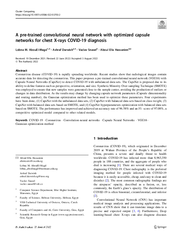 Pdf A Pre Trained Convolutional Neural Network With Optimized Capsule Networks For Chest X