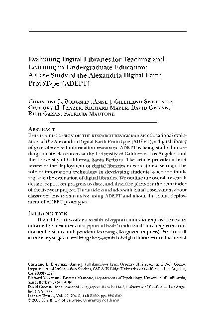 (PDF) Evaluating digital libraries for teaching and learning in undergraduate education: a case ...