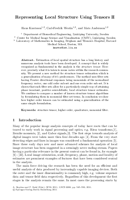 (PDF) Representing Local Structure Using Tensors II | Hans Knutsson - Academia.edu