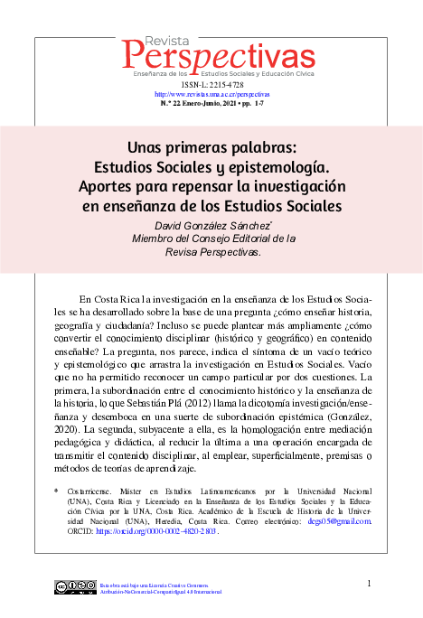 (PDF) Unas primeras palabras: Estudios Sociales y epistemología ...