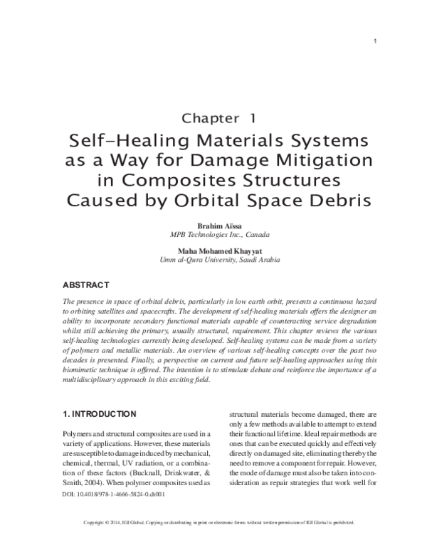 (PDF) Self-Healing Materials Systems as a Way for Damage Mitigation in ...