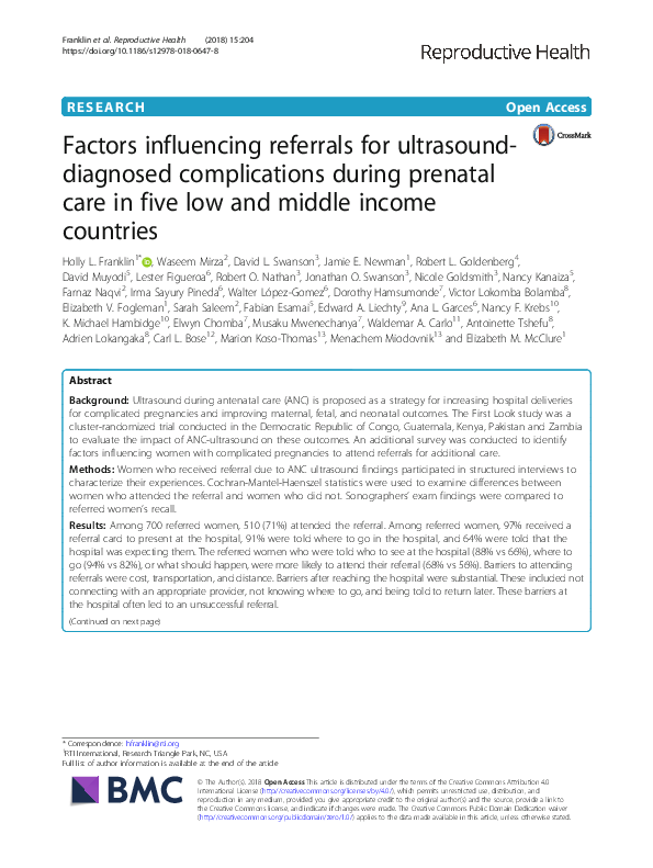 (PDF) Factors influencing referrals for ultrasound-diagnosed ...