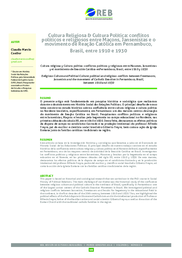 (PDF) Cultura religiosa y Cultura política: conflictos políticos y ...