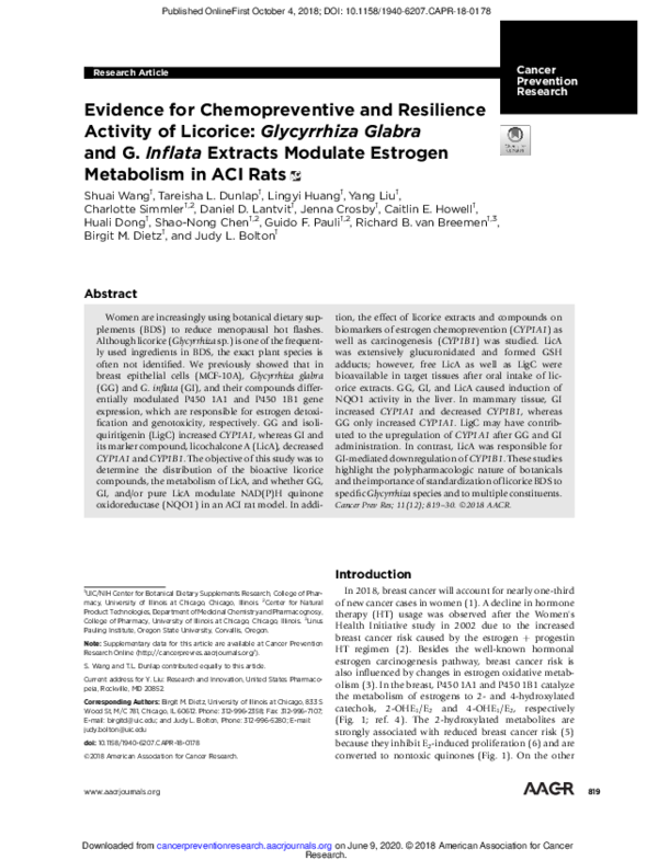 (PDF) Evidence for Chemopreventive and resilience activity of licorice ...