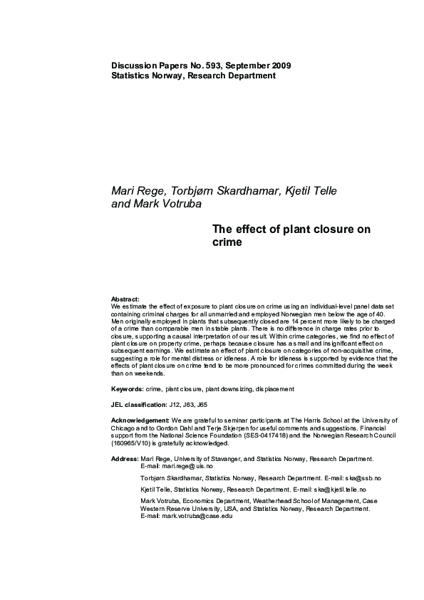 (PDF) The effect of plant closure on crime