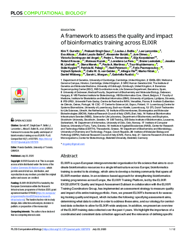 (PDF) A framework to assess the quality and impact of bioinformatics ...