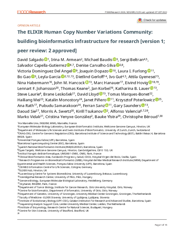 (PDF) The ELIXIR Human Copy Number Variations Community: building ...