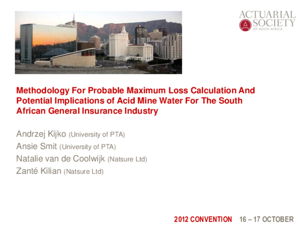 (PDF) Methodology For Probable Maximum Loss Calculation And Potential ...