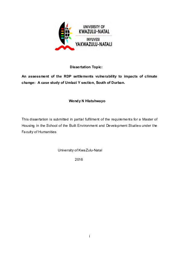 (PDF) An assessment of the RDP settlements vulnerability to impacts of ...