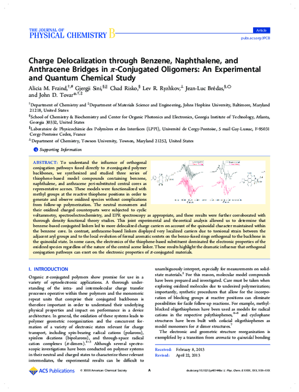 (PDF) Charge Delocalization through Benzene, Naphthalene, and ...