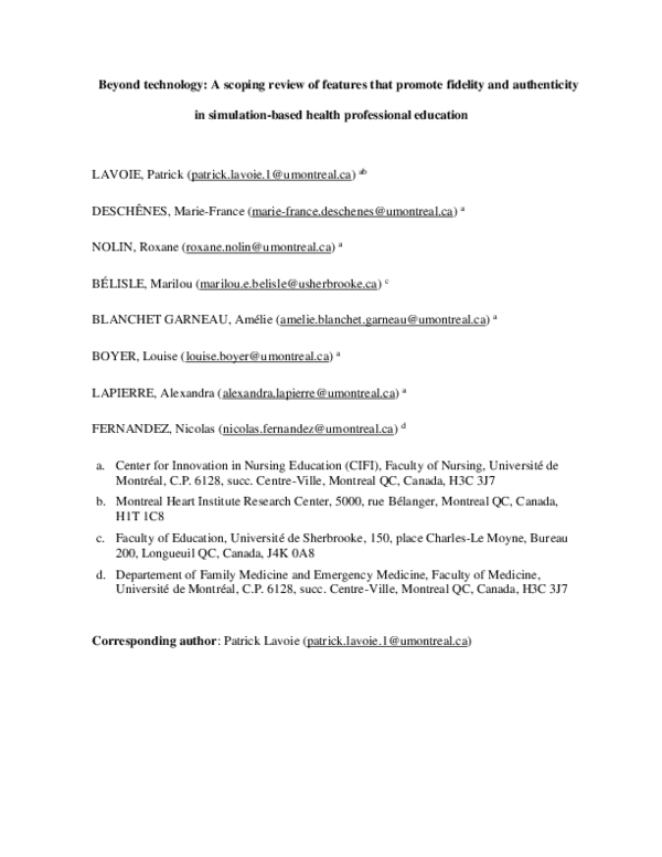(PDF) Beyond Technology: A Scoping Review of Features that Promote Fidelity and Authenticity in ...