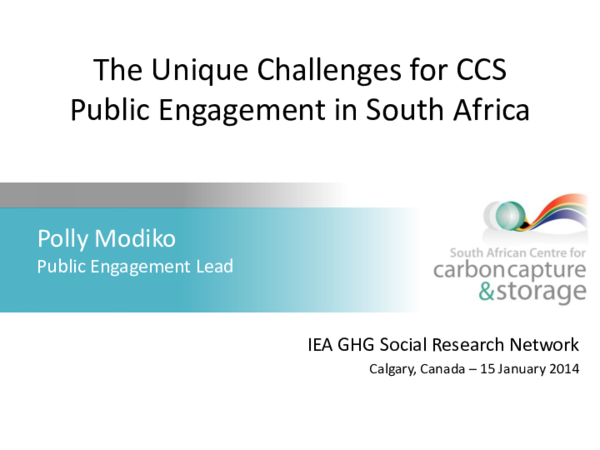 (PDF) The Unique Challenges for CCS Public Engagement in South Africa