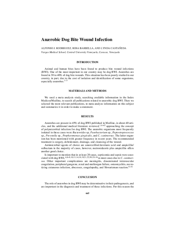 (PDF) Anaerobic Dog Bite Wound Infection