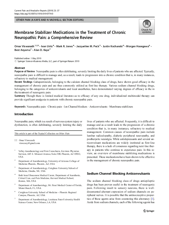 (PDF) Membrane Stabilizer Medications in the Treatment of Chronic ...