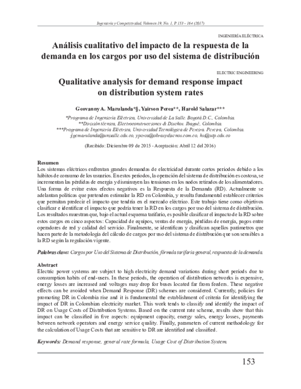(PDF) Qualitative analysis for demand response impact on distribution ...