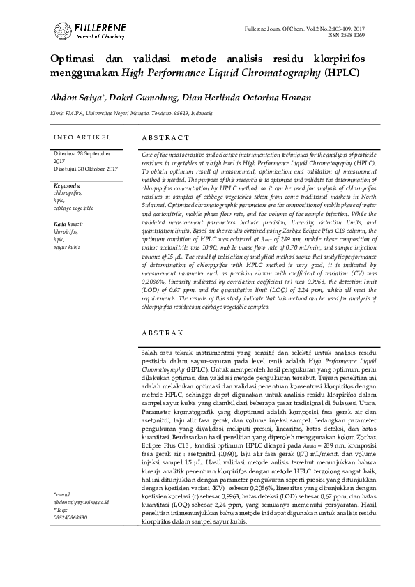 (PDF) Optimasi dan validasi metode analisis residu klorpirifos ...