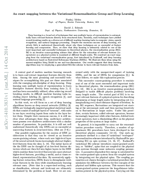 Pdf An Exact Mapping Between The Variational Renormalization Group