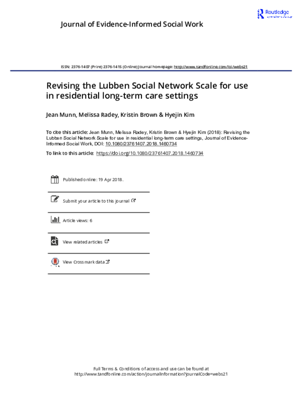 (PDF) Revising the Lubben Social Network Scale for use in residential ...