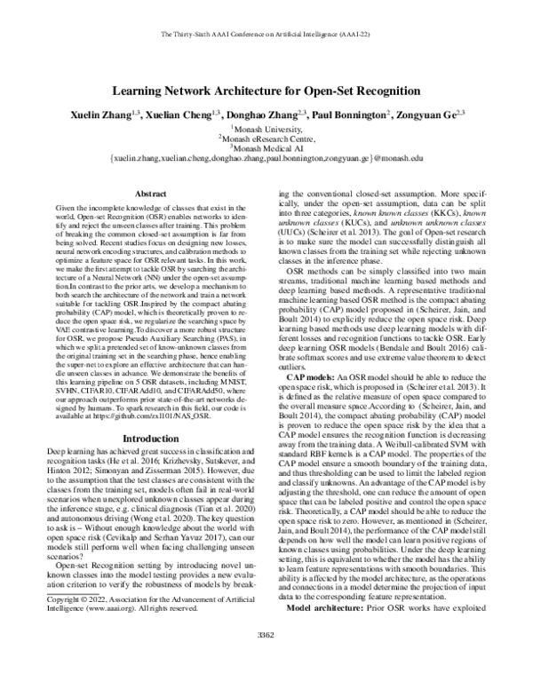 (PDF) Learning Network Architecture for Open-Set Recognition | Paul Bonnington - Academia.edu
