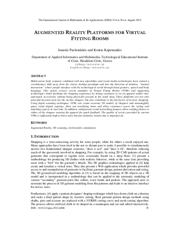 (PDF) Augmented Reality Platforms for Virtual Fitting Rooms