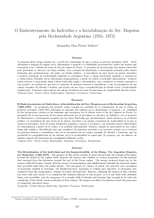 (PDF) O Embrutecimento do Indivíduo e a Inviabilização do Ser: Disputas ...